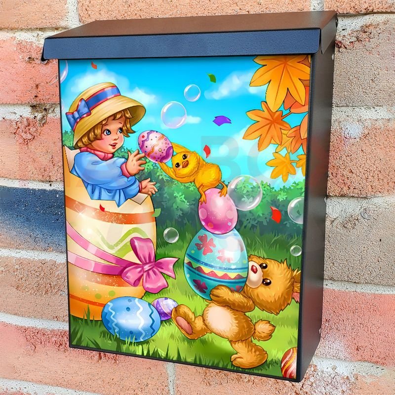 Easter Girl With Bunny and Chick Colonial Mailbox Cover • Mailbox ...