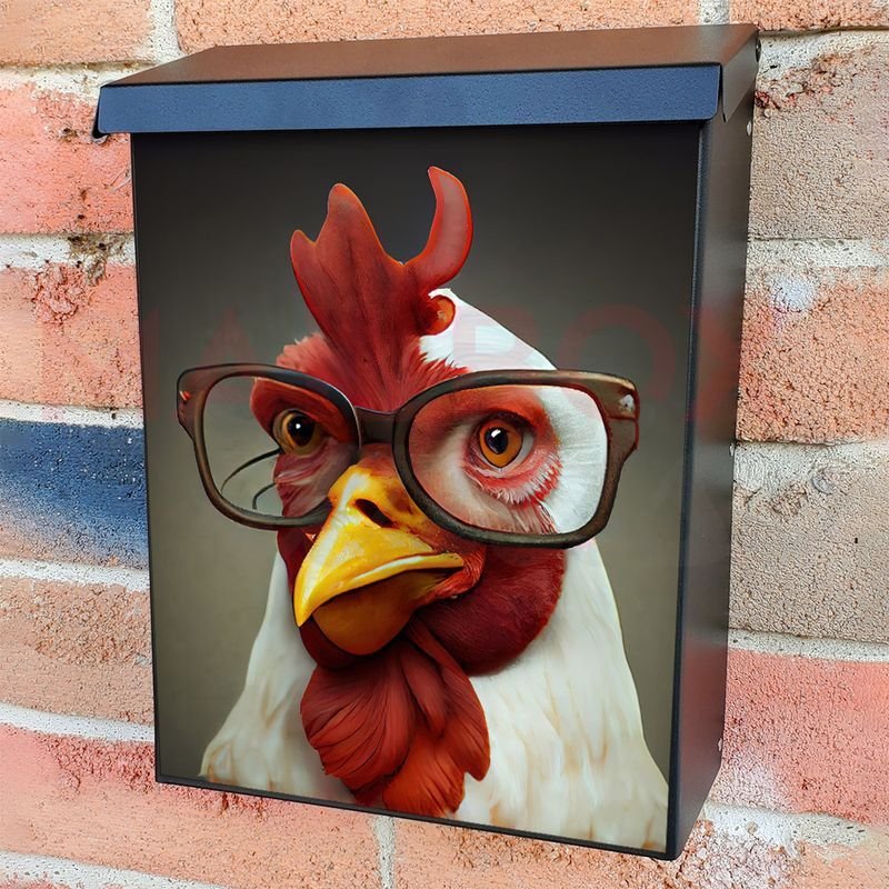 Funny Rooster in Glasses Colonial Mailbox Cover • Mailbox Artist Canada
