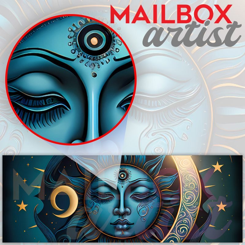 Celestial Sun and Moon Townhouse Mailbox Cover • Mailbox Artist Canada