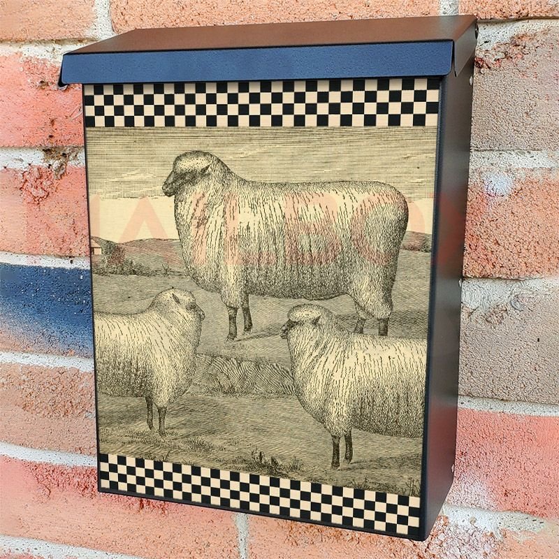 Vintage Sheep Design Colonial Mailbox Cover • Mailbox Artist Canada