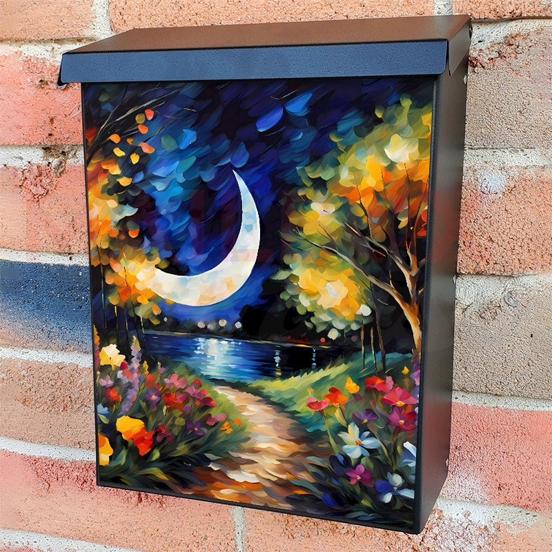 Crescent Moon Above the Lake Colonial Mailbox Cover • Mailbox Artist Canada